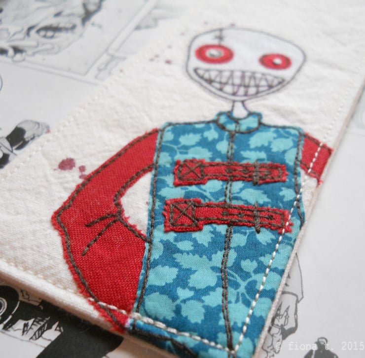 freemotion embroidered zombie bookmark - Folksy