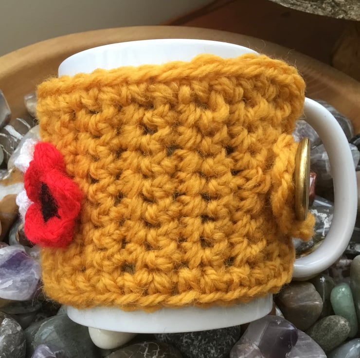 Poppy Daisy! Crocheted Mug Cosy or Mug Hug! G... - Folksy