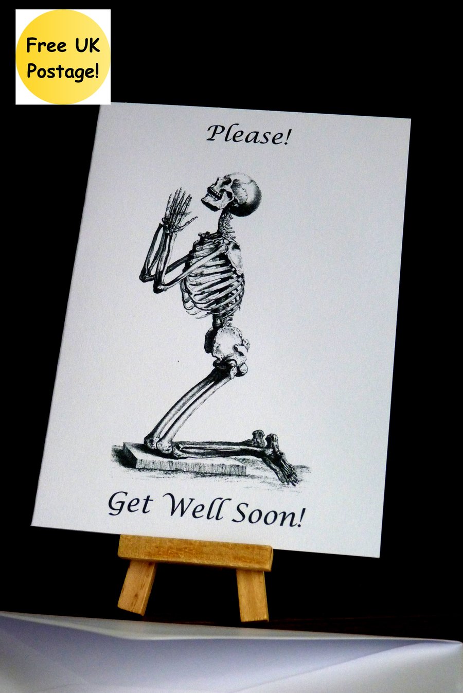 Skeleton get well soon card - free UK postage! - Folksy