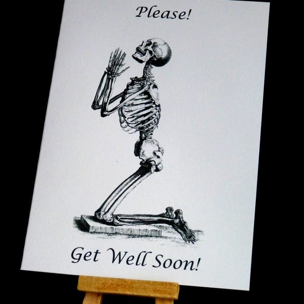 Skeleton get well soon card - free UK postage! - Folksy