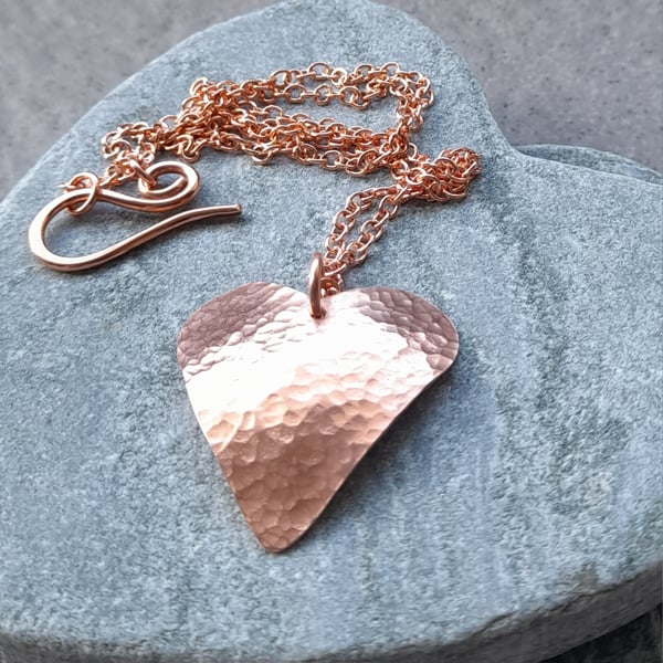 Copper Heart Pendant Copper Chain - Folksy