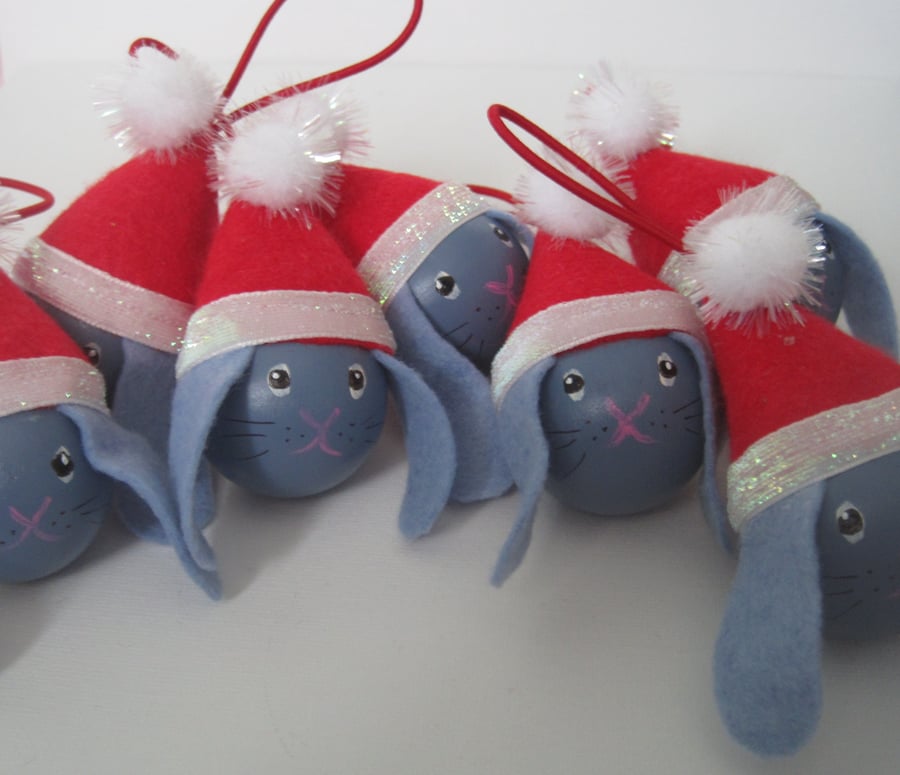 Bunny Rabbit Christmas Baubles ONE DAY SALE - Folksy