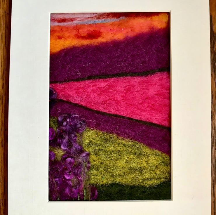 Needle felted-landscape-sunset-countryside-pict... - Folksy