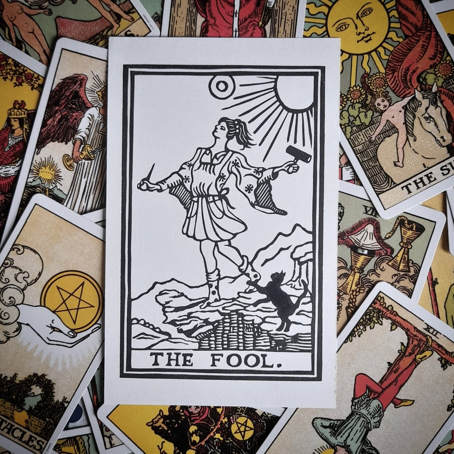 The Fool - printmaker tarot card lino print - Folksy