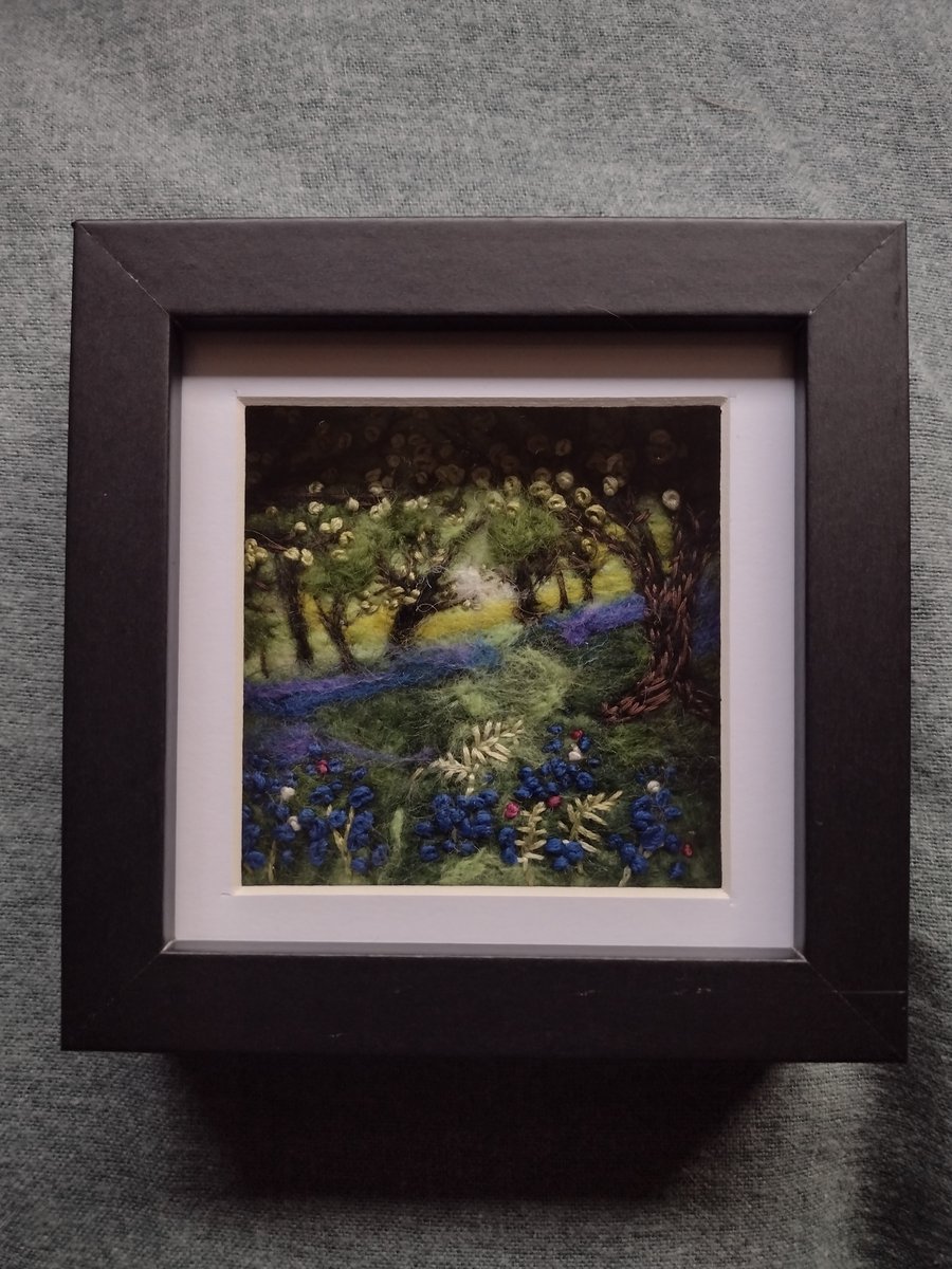 Bluebell wood felt painting - Folksy