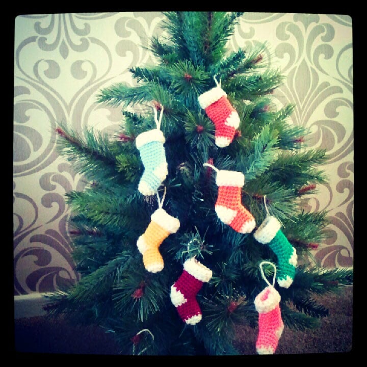 Mini Crochet Stockings - Red (pack of 5) - Folksy