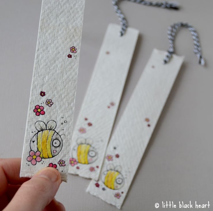 bookmark with original illustration - bumblebee - Folksy