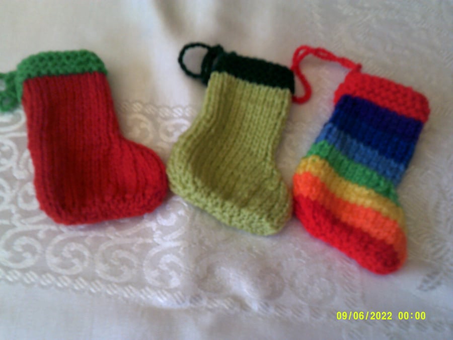 Set of 3 Mini Stockings - Folksy