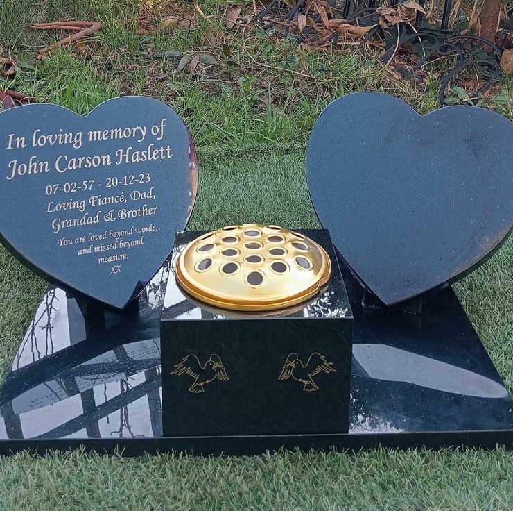 Grave Plaque Double heart Grave Stone Memorial ... - Folksy