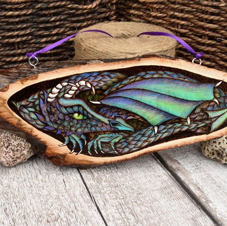 Good morning Dragon. Pyrography hanging plaque.... - Folksy
