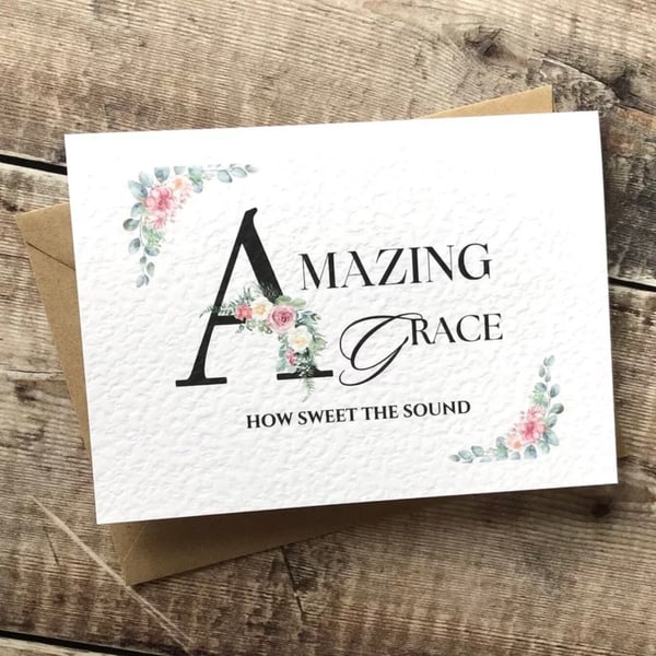 Amazing Grace card blank inside - Folksy