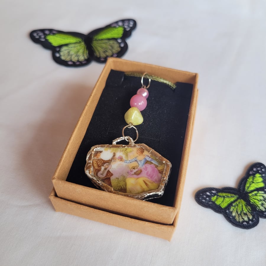 Upcycled Romantic Couple Pendant Necklace - Folksy