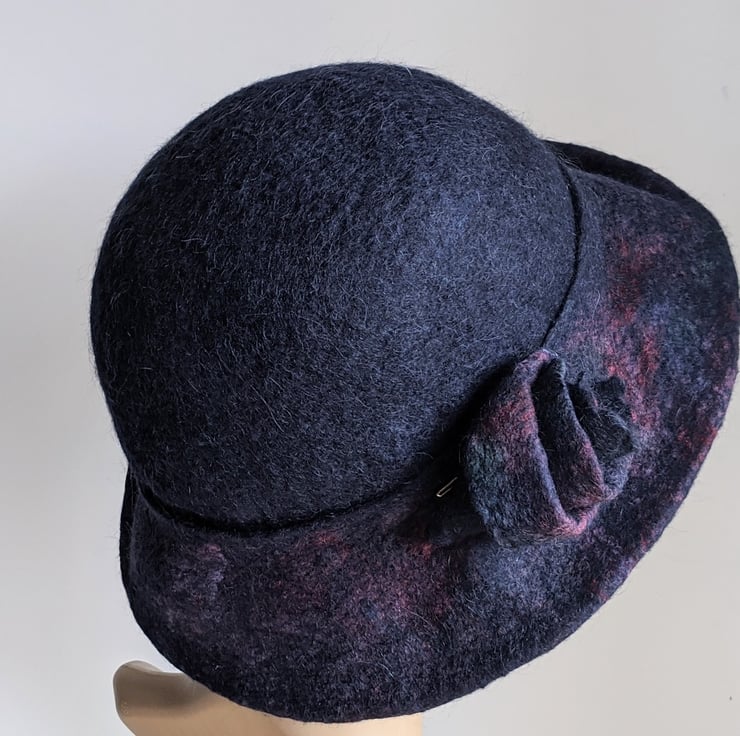 Deep navy felted wool hat - One of the 'Squash... - Folksy
