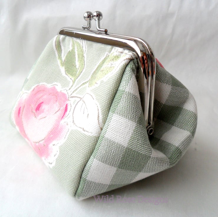 Green floral purse - Folksy