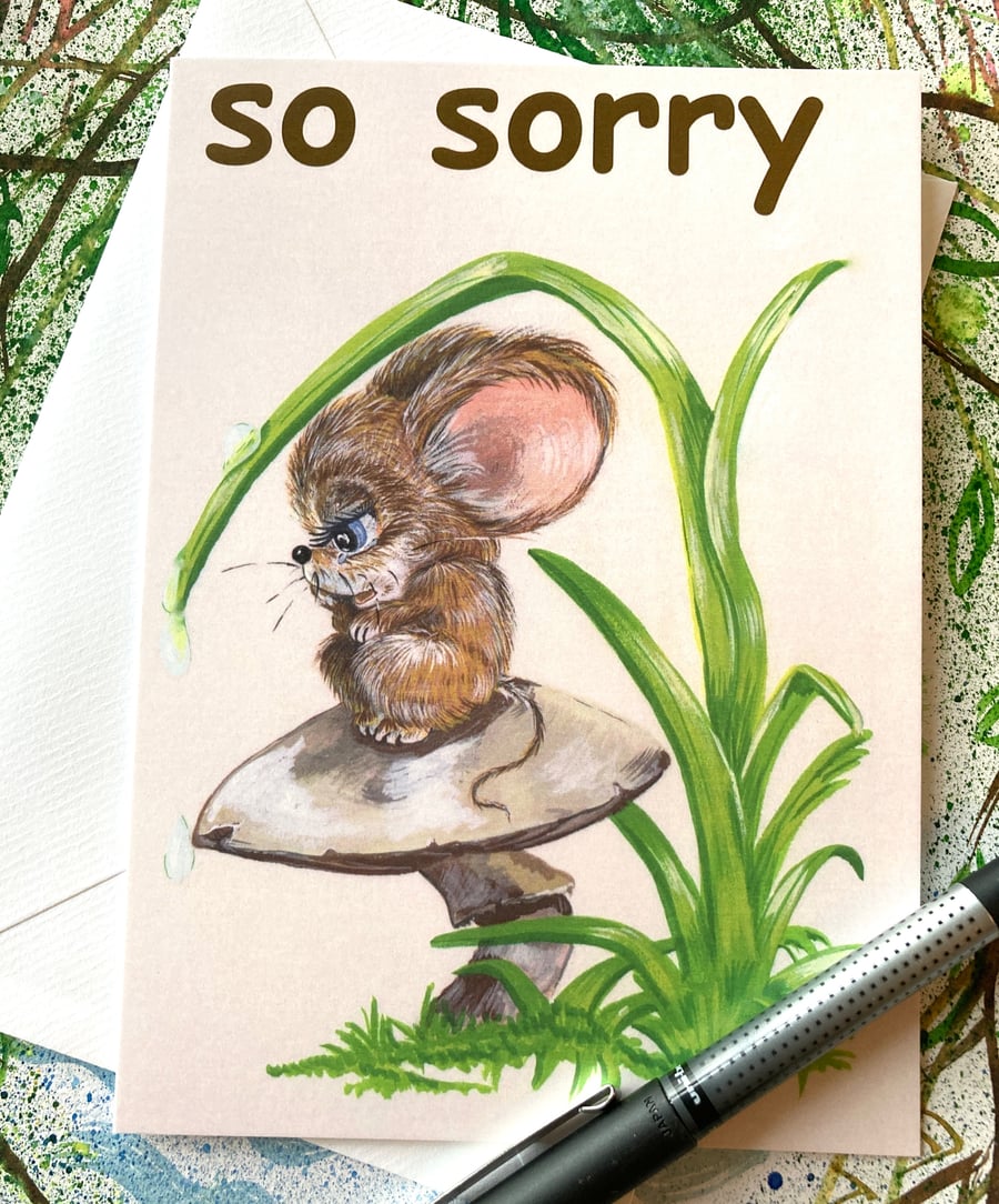 Sorry Card Sad Mouse - Folksy