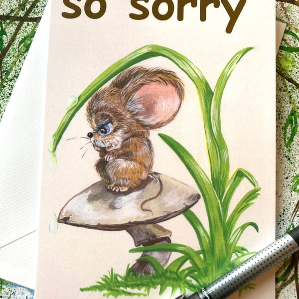 Sorry Card Sad Mouse - Folksy