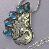Silver Peacock with Topaz necklace - Exotic bir... - Folksy