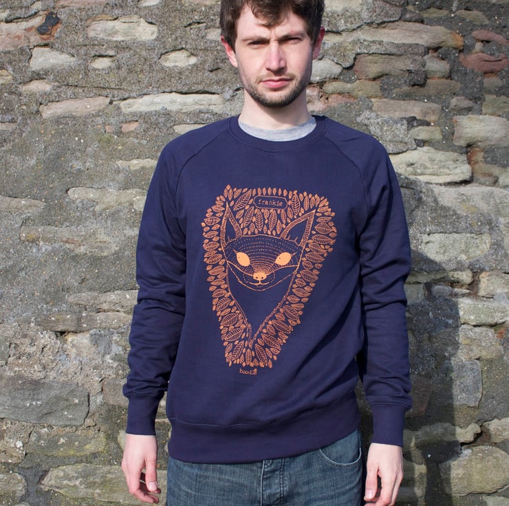 Mens organic sweater, Frankie the Fox. - Folksy