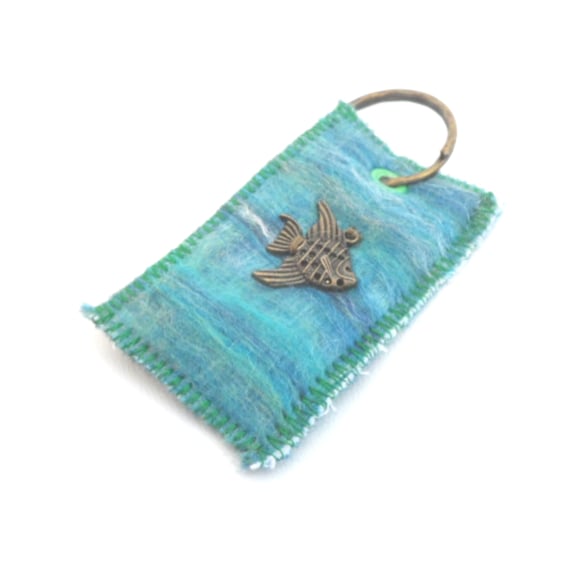Felted key ring - "angel fish" - Folksy