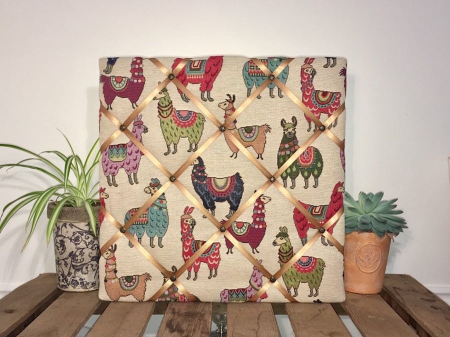 Llama fabric noticeboard, jewellery hanger, pin... - Folksy