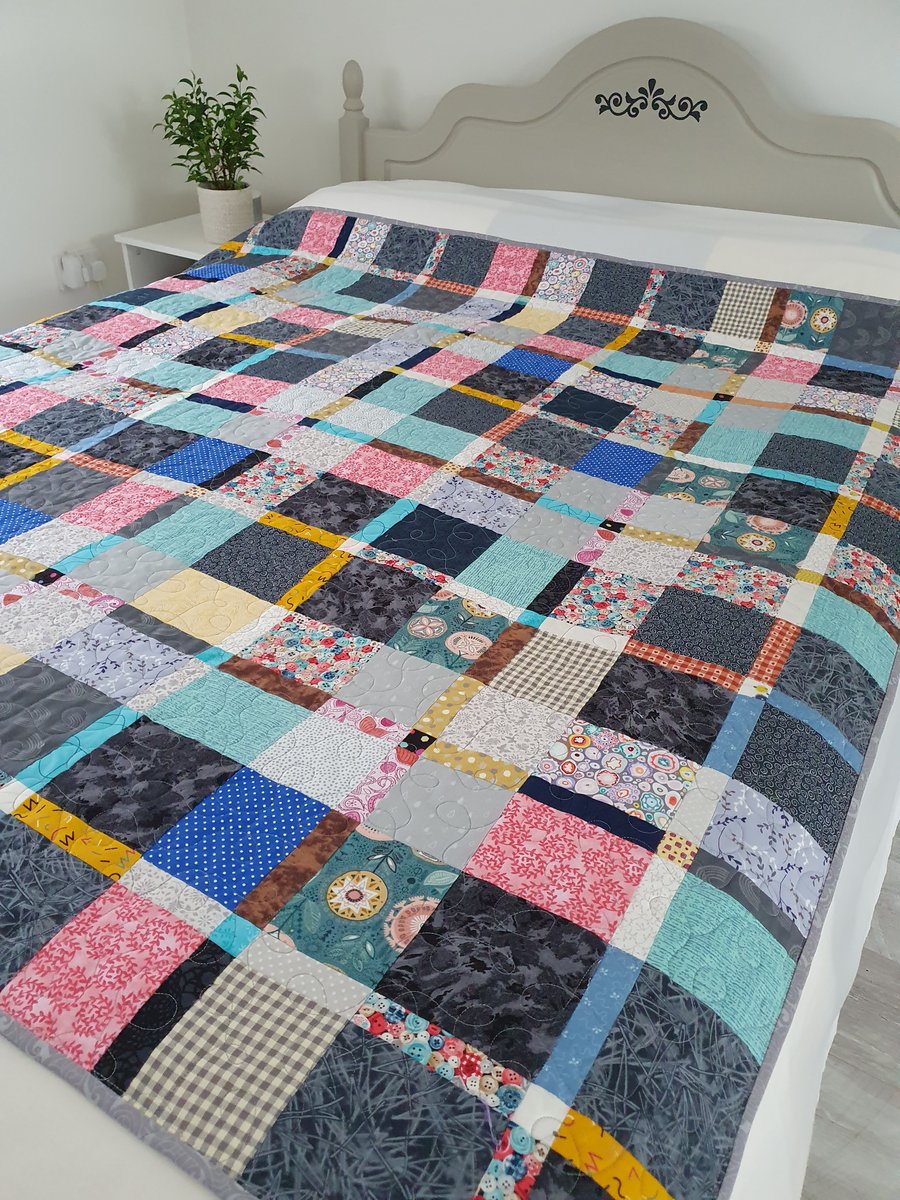 HANDMADE QUILTED THROW - Scrappy Tartan - Folksy