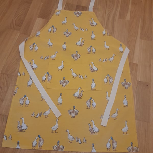 Adults Yellow Apron with a Duck Design print - Folksy