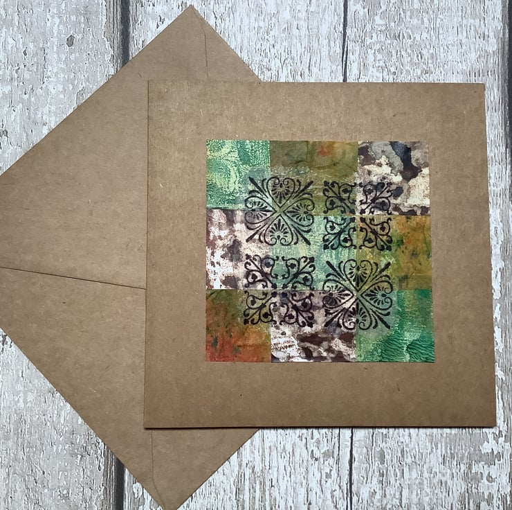 Handmade printed card left blank for your own m... - Folksy