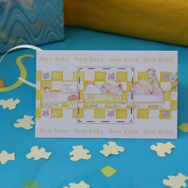 New Baby Gift Tag with Teddy Bear Confetti - Folksy