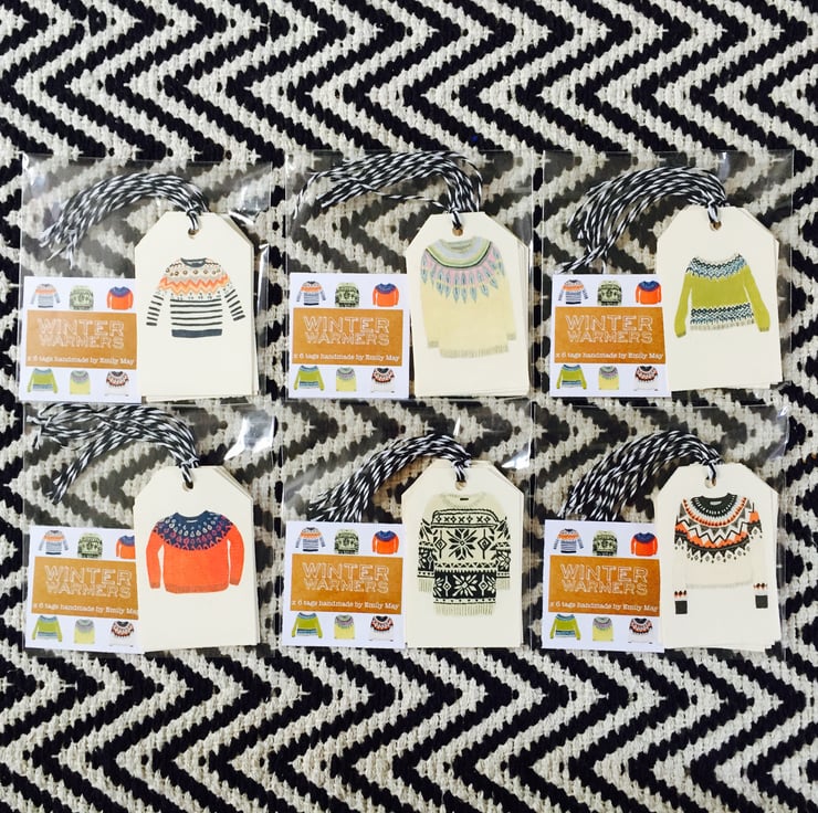 6 mixed Winter Warmer gift tags - Folksy