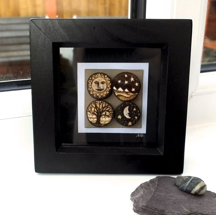 Wooden Sun Moon and Stars Pyrography Miniature ... - Folksy