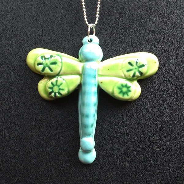 ceramic dragonfly necklace - Folksy
