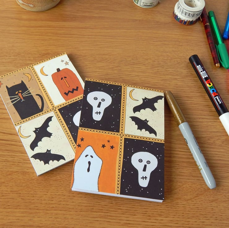 Halloween Patchwork Notebook, Pumpkin, Ghost, ... - Folksy