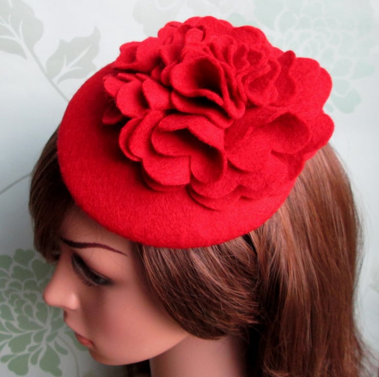 Red Fascinator Hat - Peony Flower Fascinator, F... - Folksy