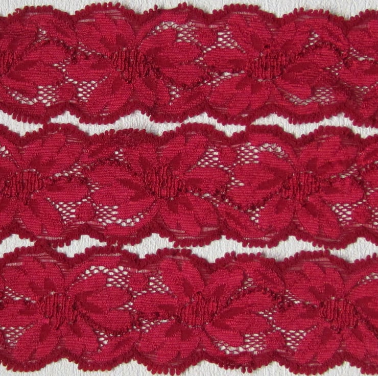SALE 2.5 metres Red Stretch Lace - Folksy
