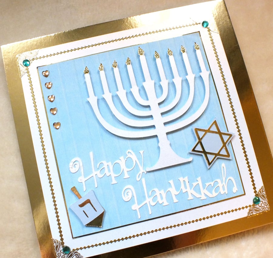 Happy Hanukkah Luxury Handmade Card - Folksy