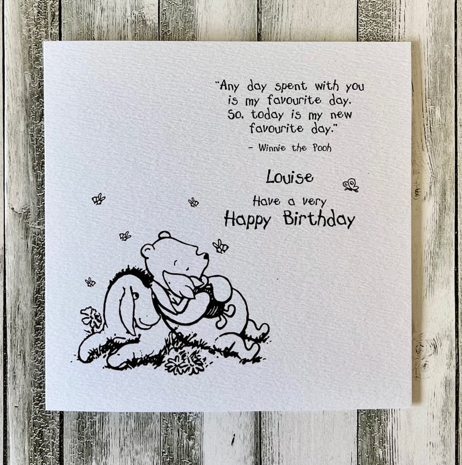 Personalised Happy Birthday Winnie the Pooh Card - Folksy