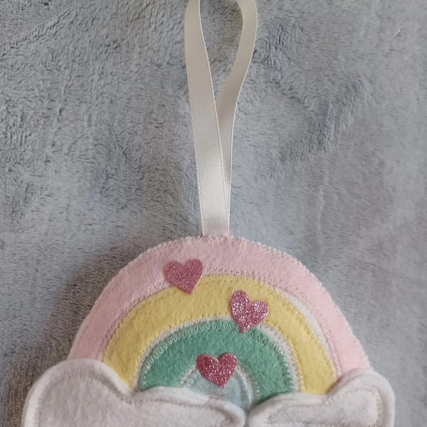 Felt rainbow hanger, nursery decoration, pastel... - Folksy
