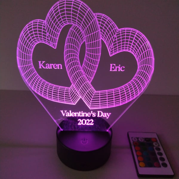 Personalised valentines heart with names ,Led c... - Folksy