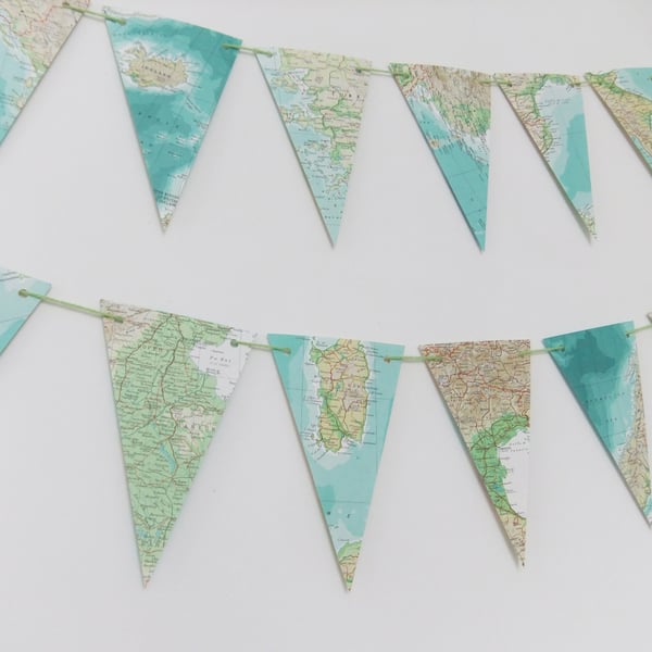 Map bunting - World Atlas Bunting - Eco-friendl... - Folksy