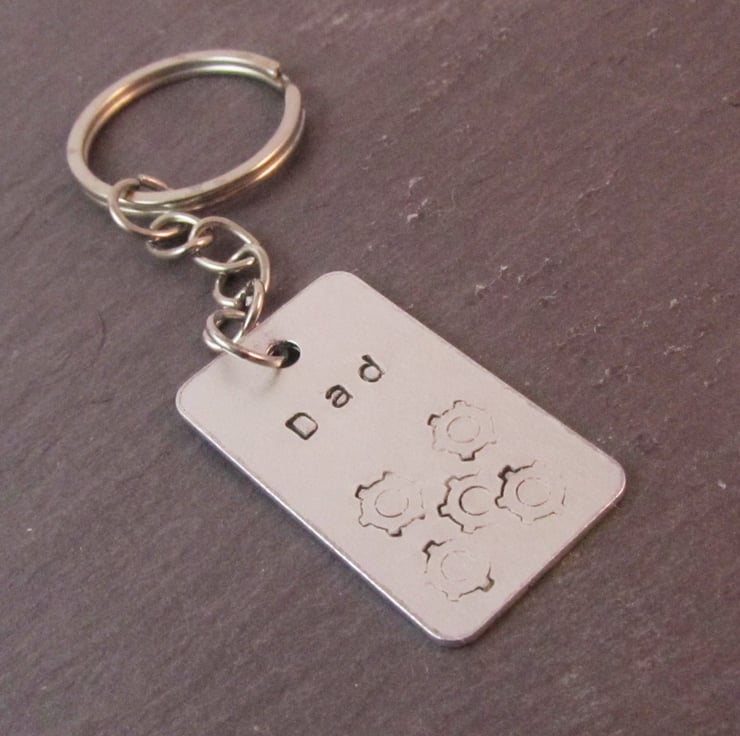 Dad Gears Keyring, Dad Steampunk Keyring, Hand ... - Folksy