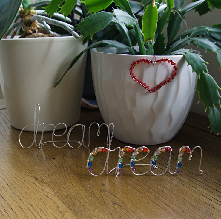 Dream - Freestanding Wire Writing Decoration - Folksy