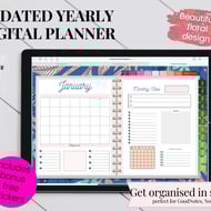 Mixed Floral Undated Digital Hyperlinked Planne... - Folksy