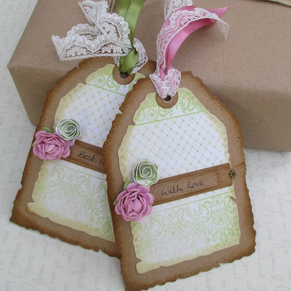 Gift tags,flower and lace design,luggage tags, ... - Folksy