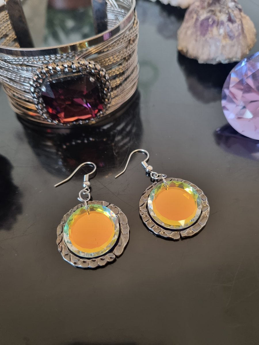 Handmade Reflective Round Glass in Round Metal ... - Folksy