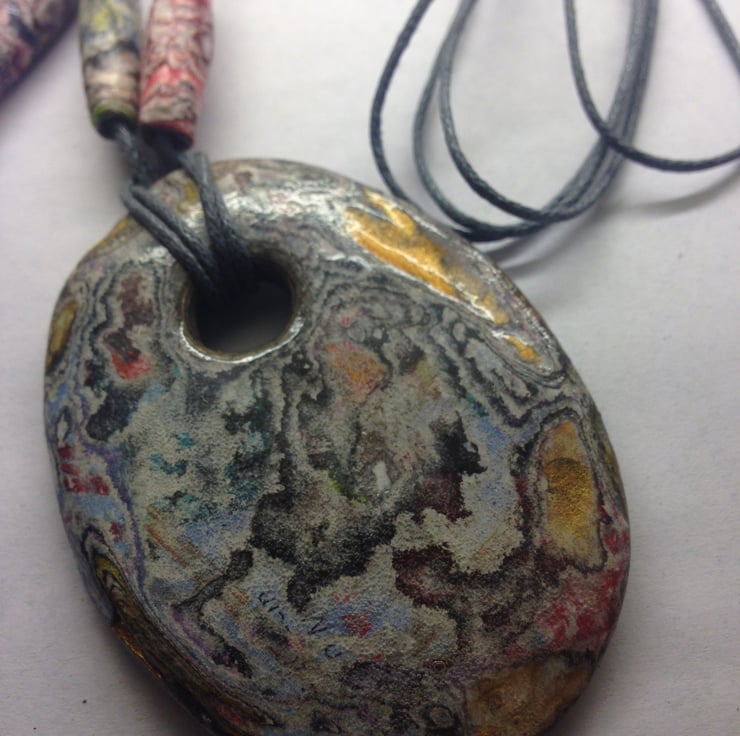 Agate Effect Papercraft Pendant Necklace - Folksy