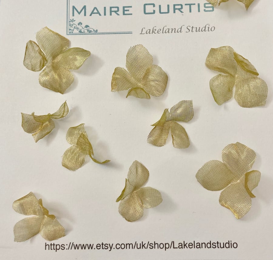 Metallic Gold Silk organza Hydrangea flowers - Folksy