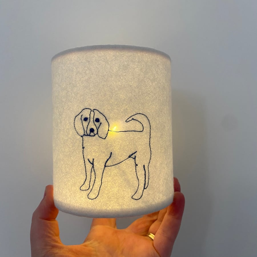 Dog Embroidered Lantern - Folksy