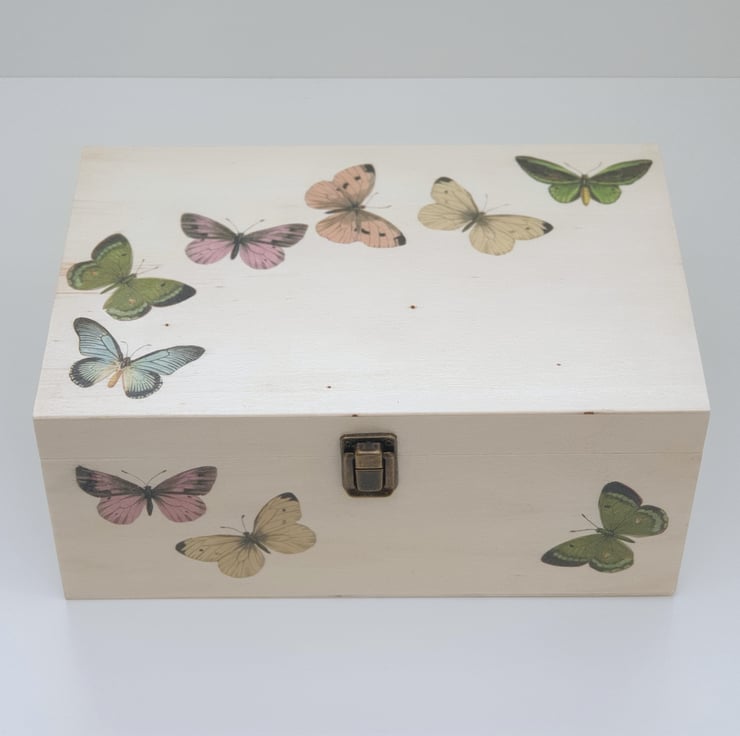 Large decorated Wooden memory keepsake box with... - Folksy