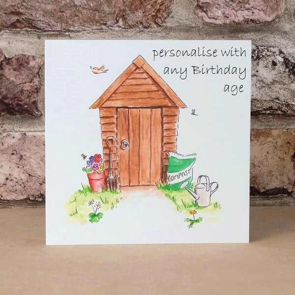 Birthday Card Garden Shed - Personalised with a... - Folksy