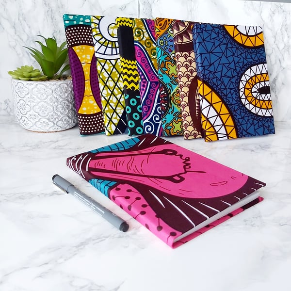 A5 African Print, Fabric covered Hardback Notebook - Folksy